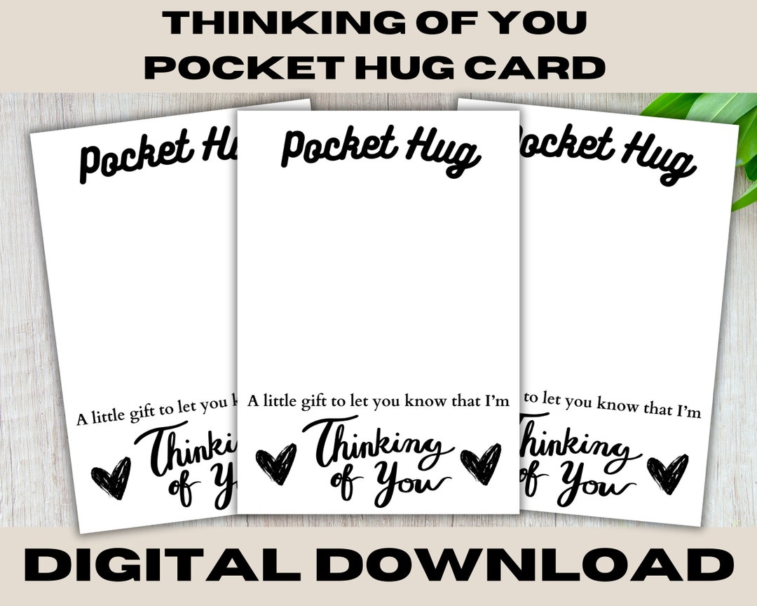 Pocket Hug Card Template, Thinking of You Card, Backing Card Template ...