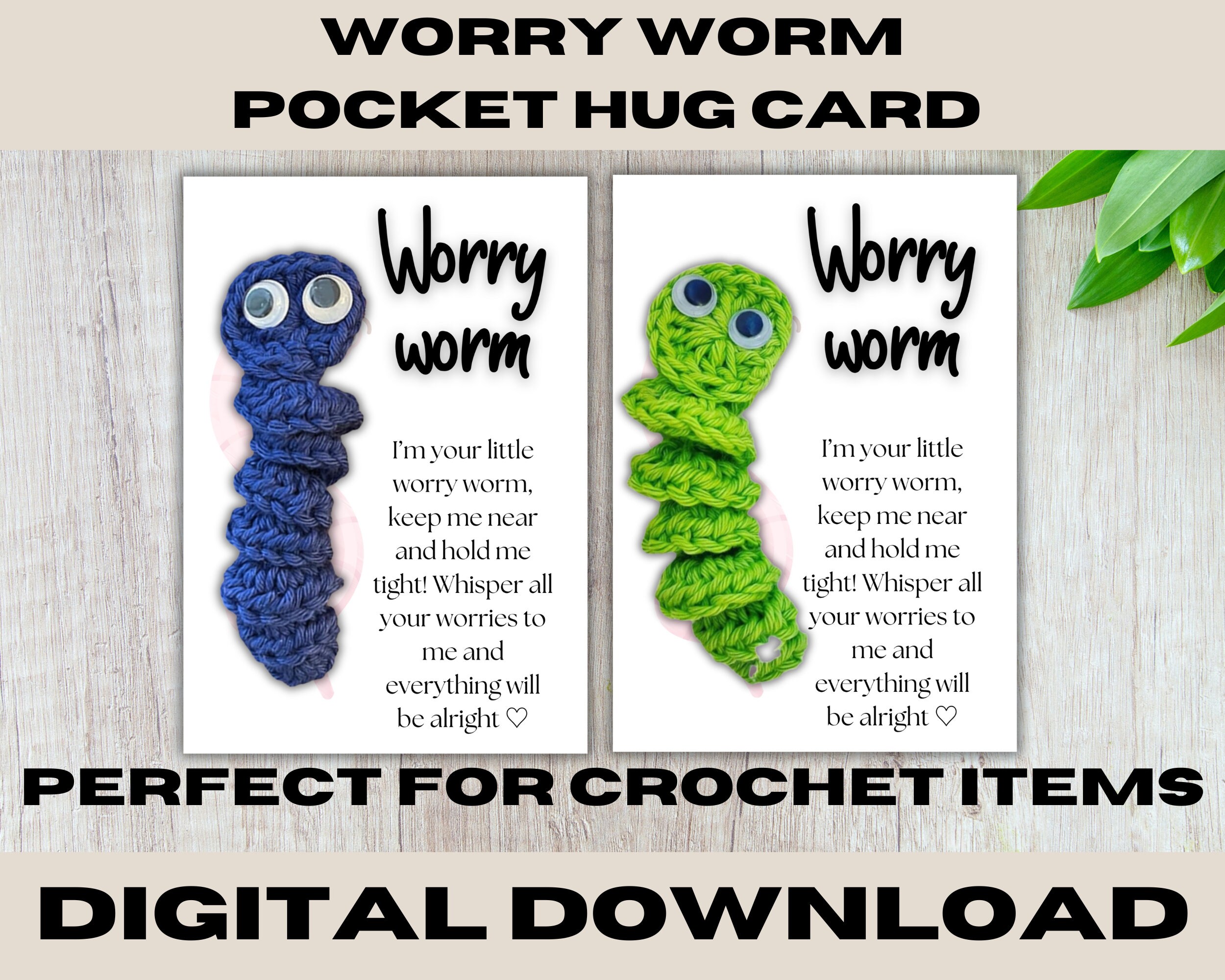 Worry Worm Backing Card, Digital Download Templates, Anxiety Worm ...