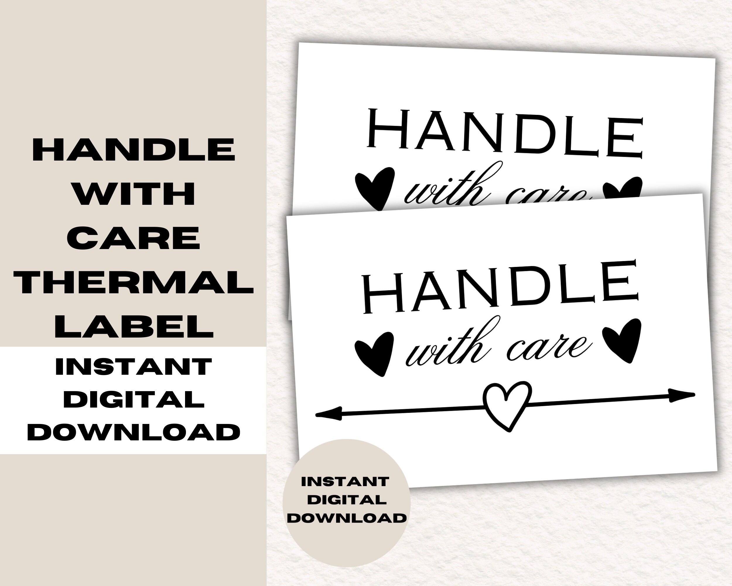 Handle With Care Thermal Label, Printable Label, Packaging Supplies for ...