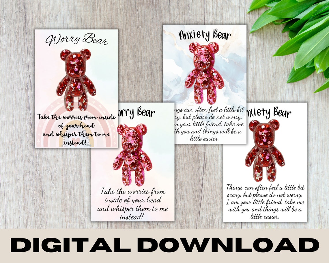Pocket Hug Template, Worry Bear, Anxiety Bear, Worry and Anxiety Bundle ...