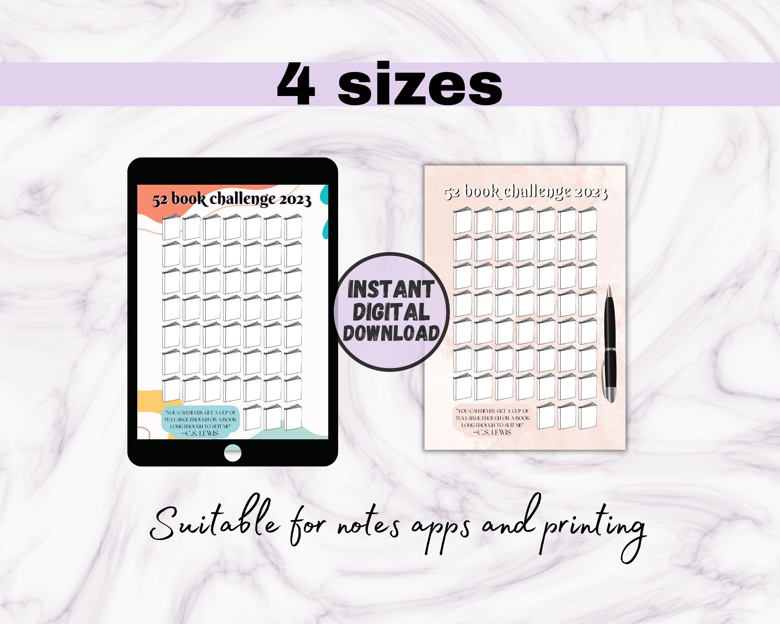 52 Book Club Challenge, Reading Tracker, Book Lover Gift, Book ...