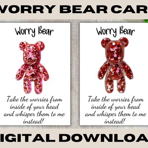 Worry Bear Backing Card Template, Worry Bear PNG Printable, Pocket Hug ...