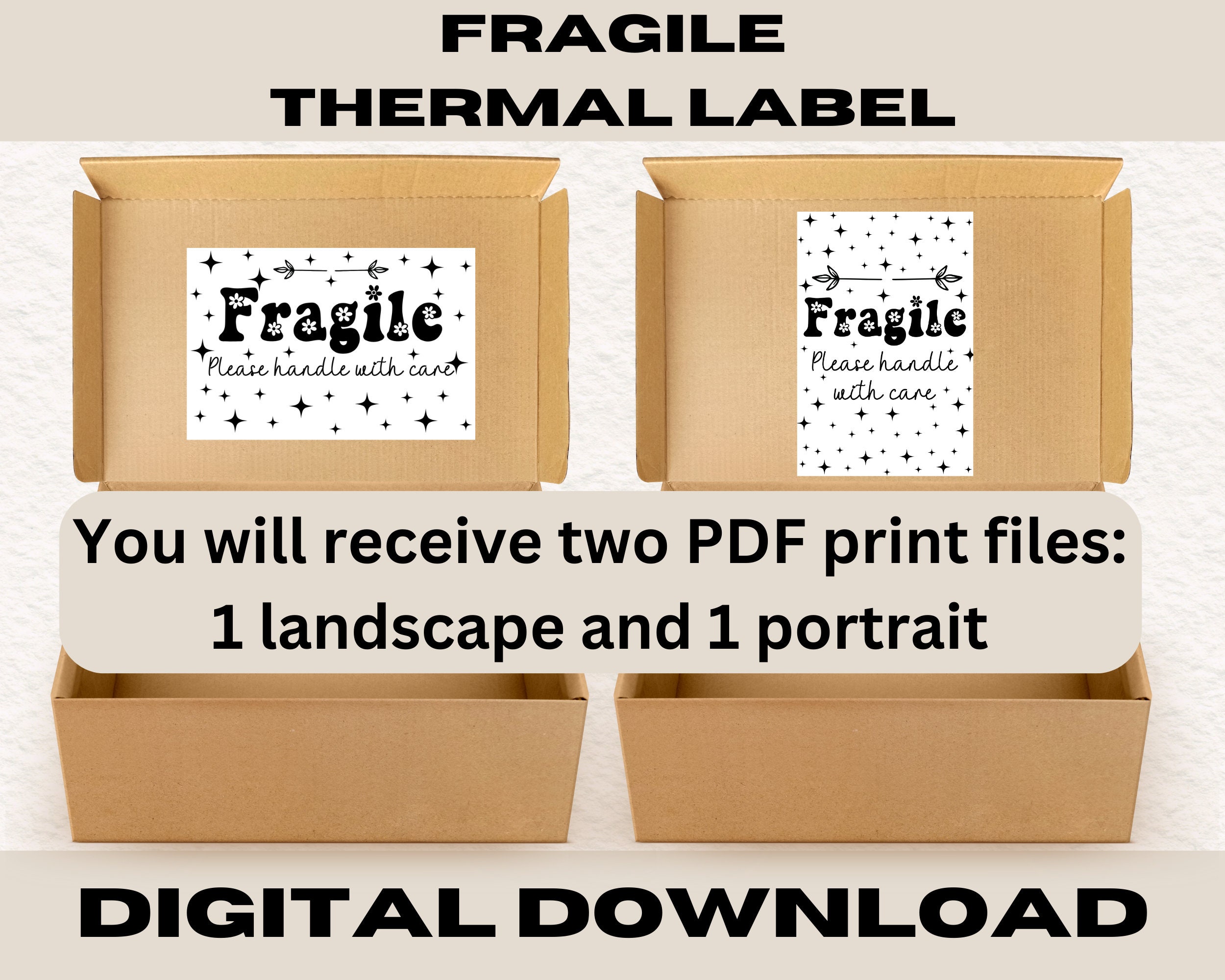 Fragile Thermal Label, Fragile Sticker, Handle With Care Label ...