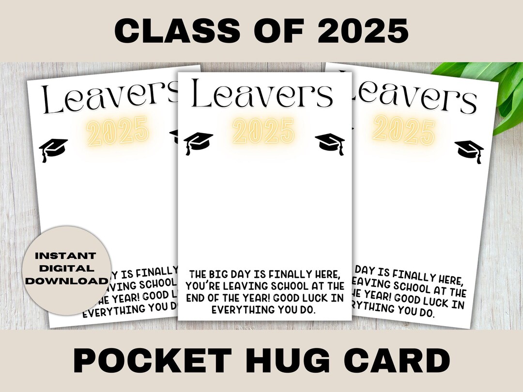Leavers 2025 Backing Card Template, Pocket Hug Card Digital Download ...