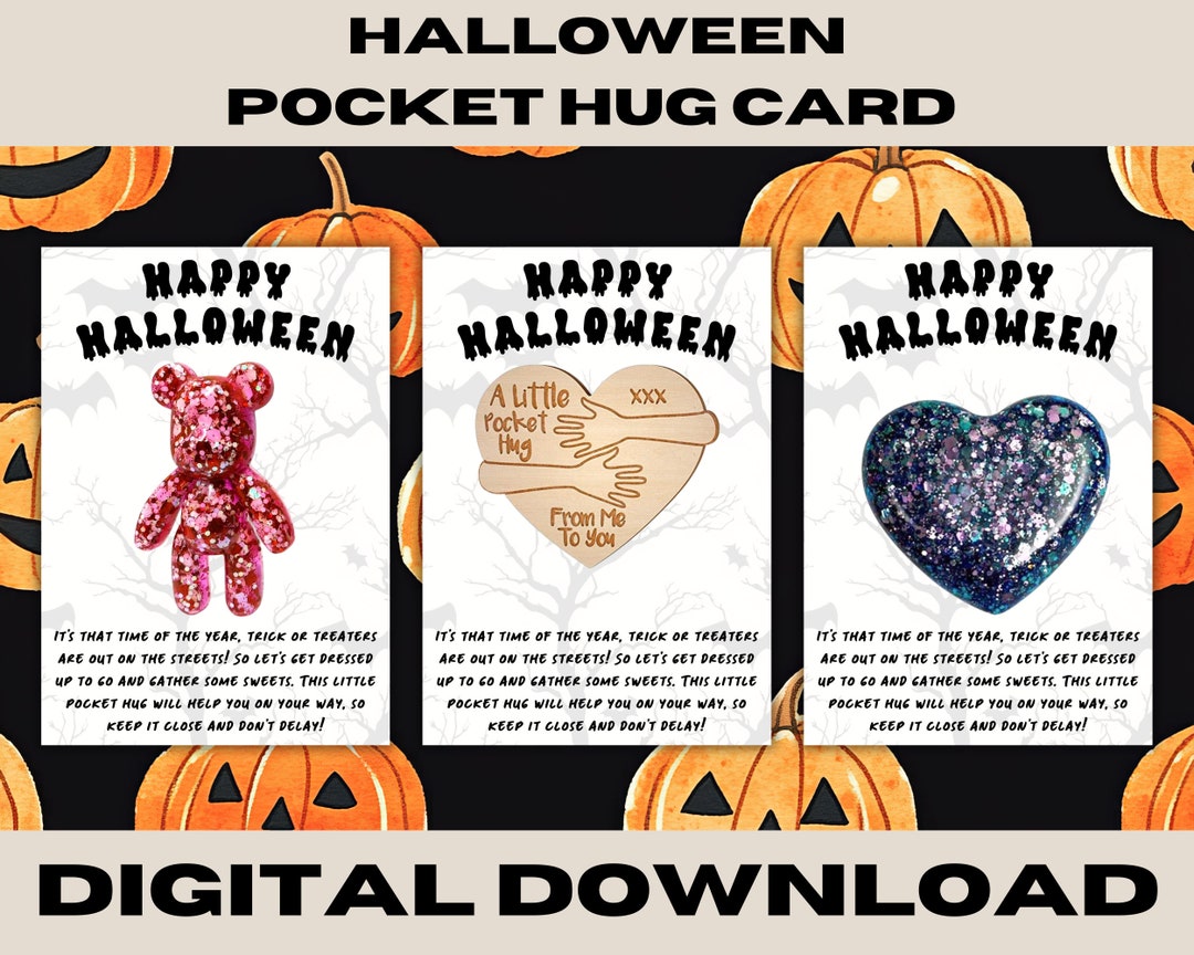 Printable Pocket Hug PNG, Halloween Pocket Hug Template, Spooky Season ...