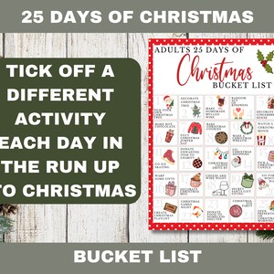 Bucket List Printable for Christmas Adult Advent Calendar - Etsy