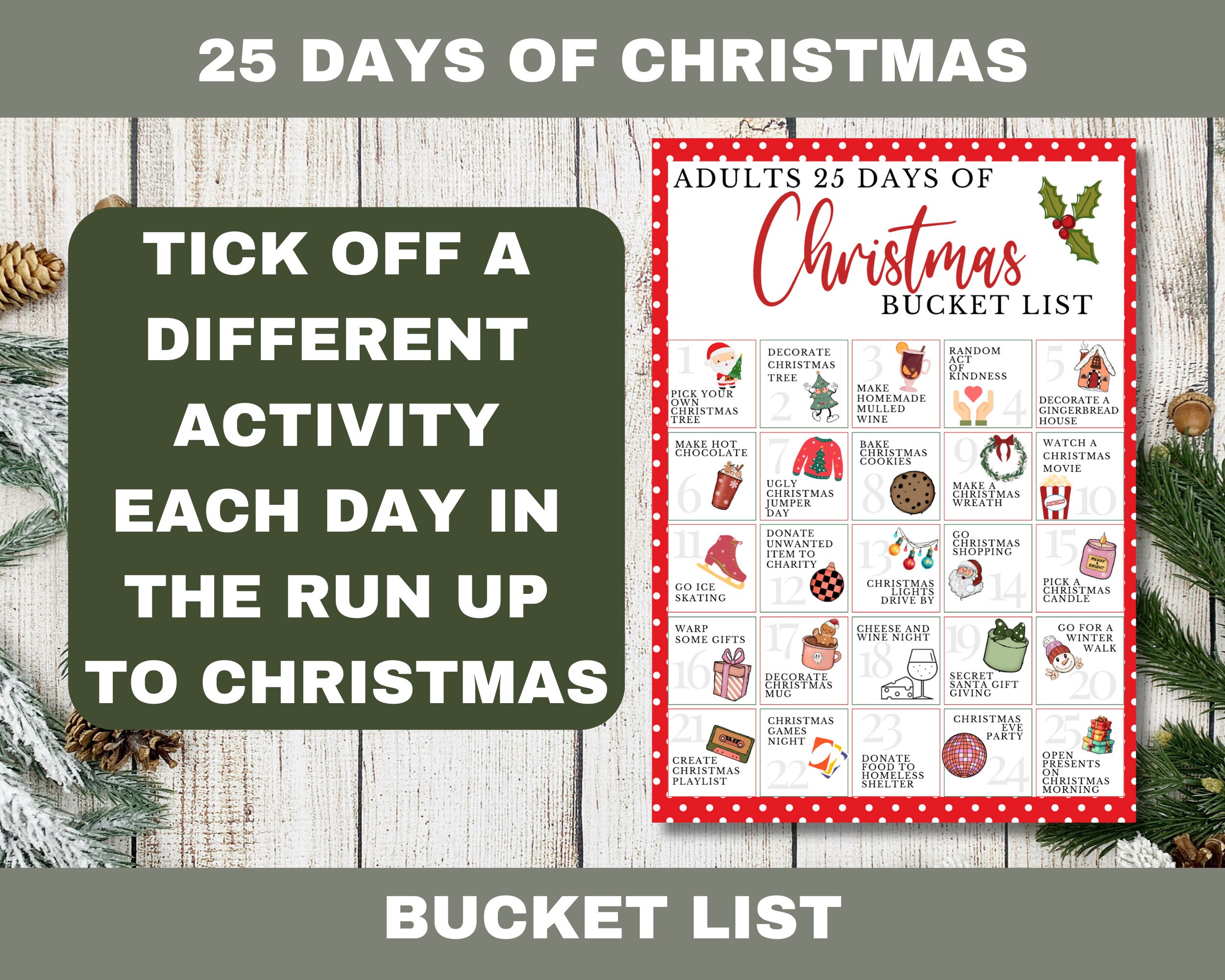 Bucket List Printable for Christmas Adult Advent Calendar - Etsy