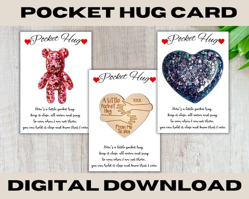 Pocket Hug Card PNG, Pocket Hug Template, Commercial Use PNG, Printable ...