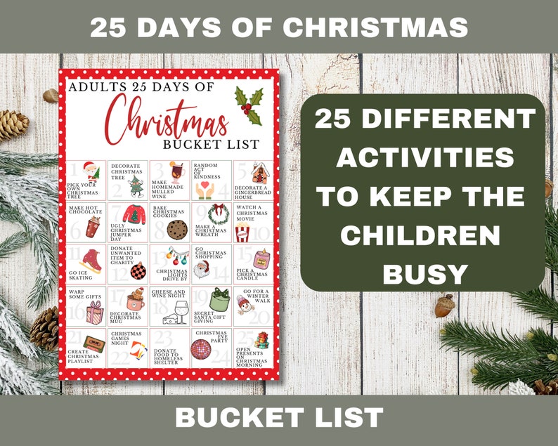 Bucket List Printable for Christmas Adult Advent Calendar - Etsy