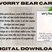 Worry Bear Card PNG, Backing Card Template for Worry Bear, Pocket Hug ...