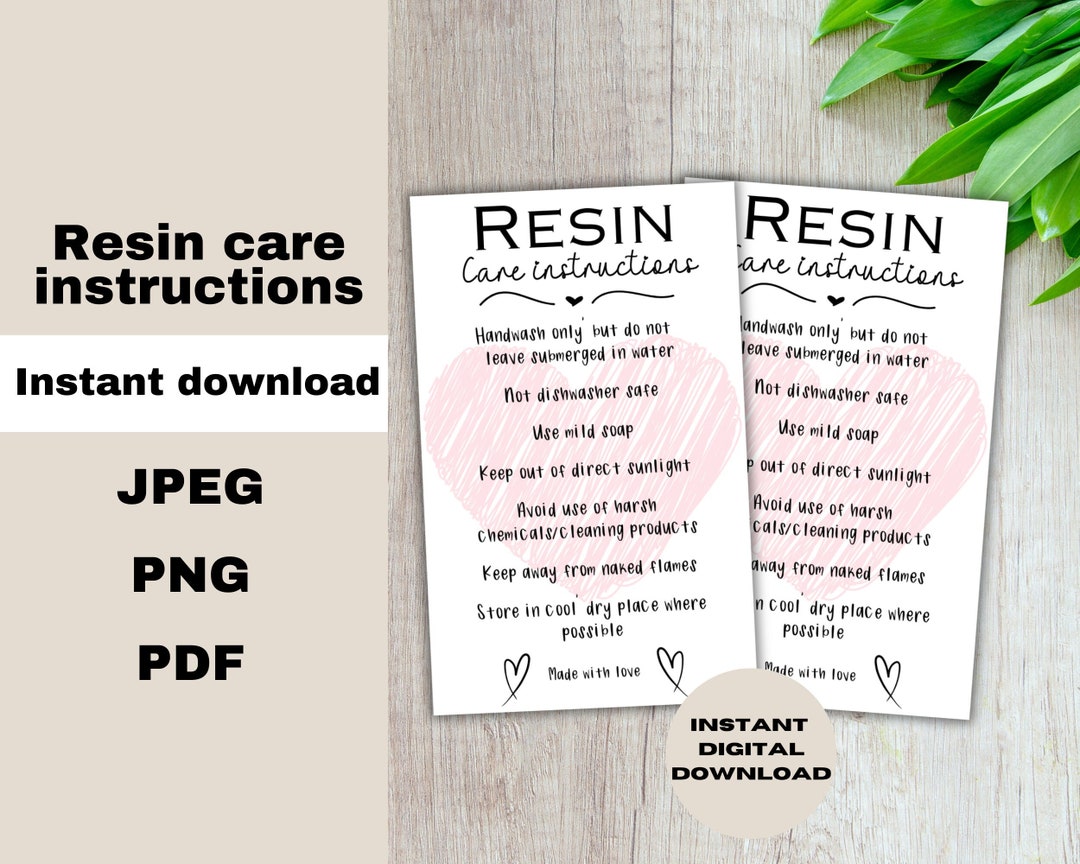Resin Care Instructions, Resin Care Card Digital Download, Printable ...
