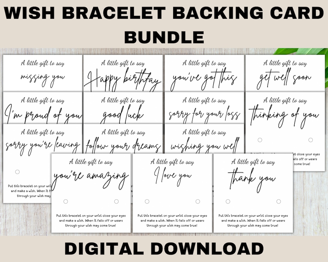 Wish Bracelet Card Template Bundle, Bracelet Display Cards, Business ...