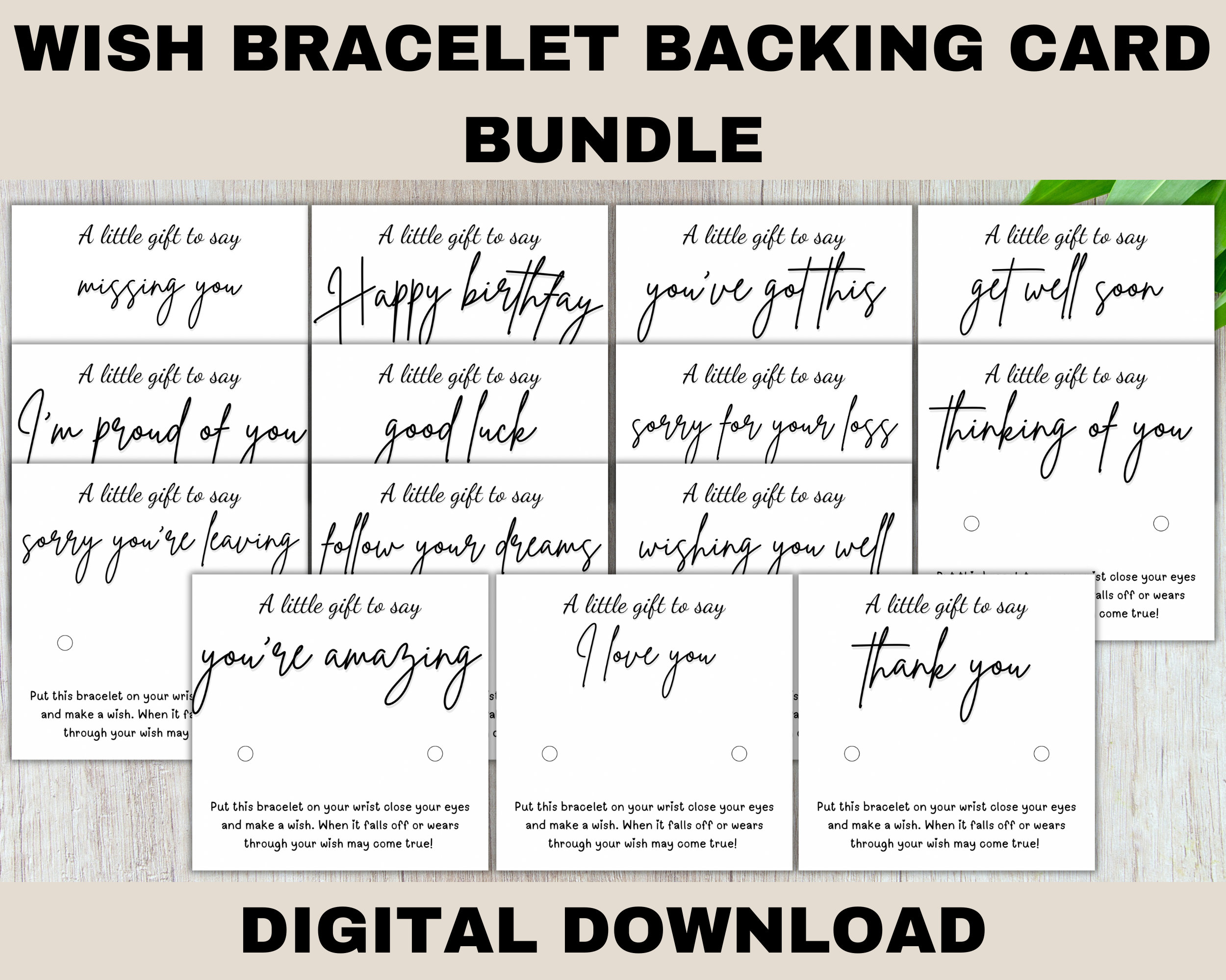 Wish Bracelet Card Template Bundle, Bracelet Display Cards, Business ...