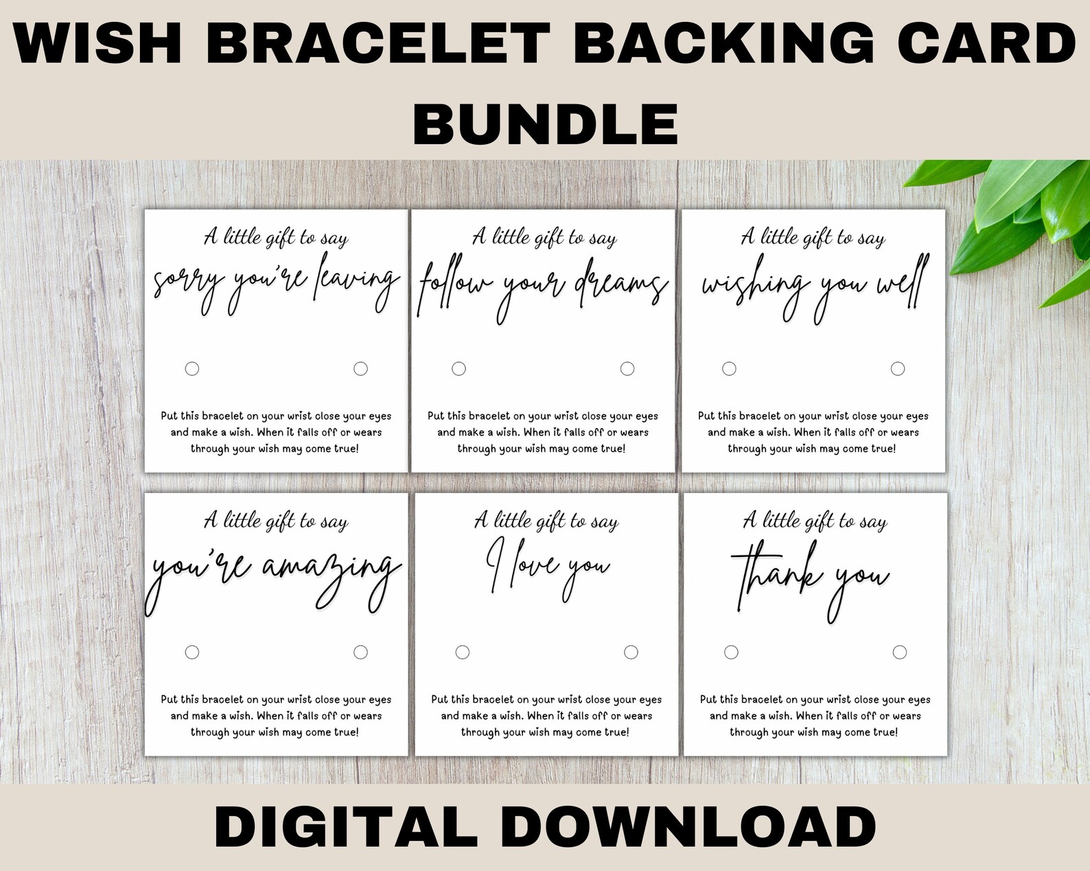 Wish Bracelet Card Template Bundle, Bracelet Display Cards, Business ...