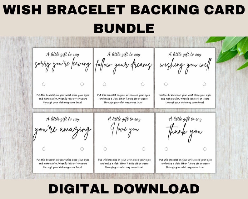 Wish Bracelet Card Template Bundle, Bracelet Display Cards, Business ...