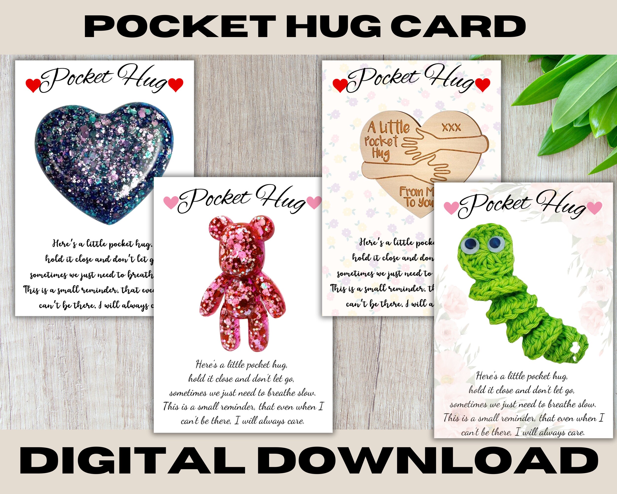 Pocket Hug Card Digital Download, Backing Card Bundle, Pocket Hug ...