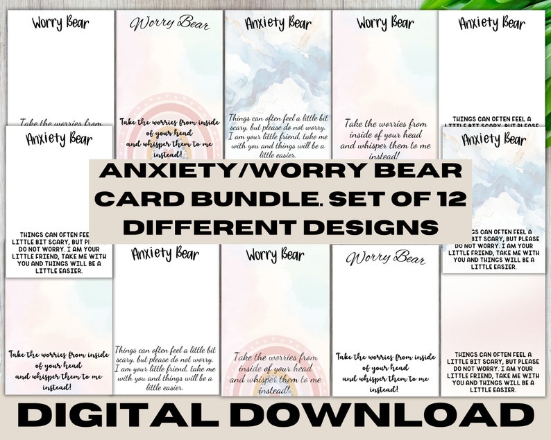 Pocket Hug Template, Worry Bear, Anxiety Bear, Worry and Anxiety Bundle ...