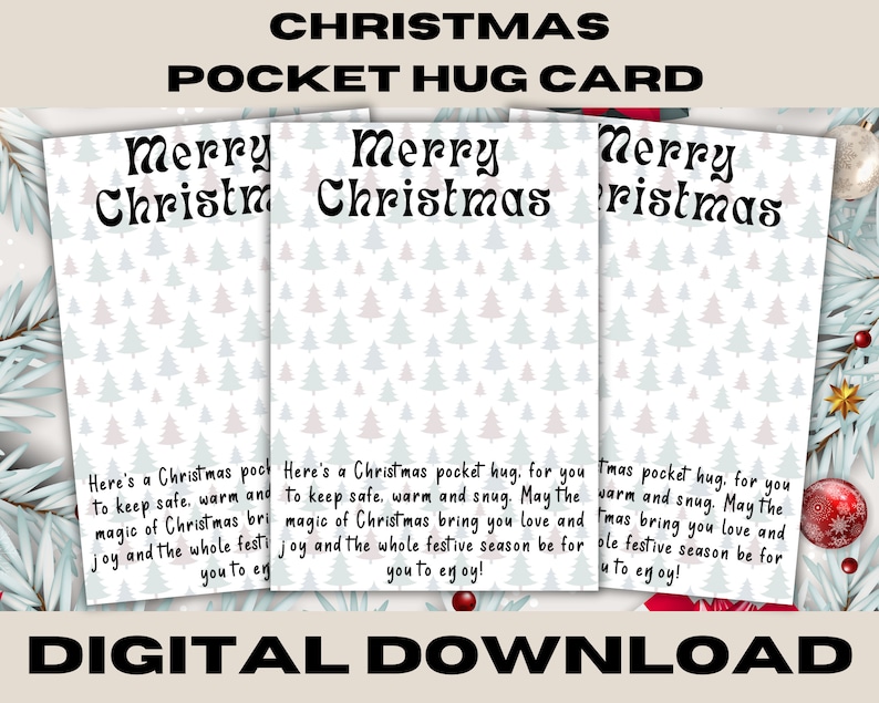 Pocket Hug Card Template, Christmas Templates, Backing Card Printable ...