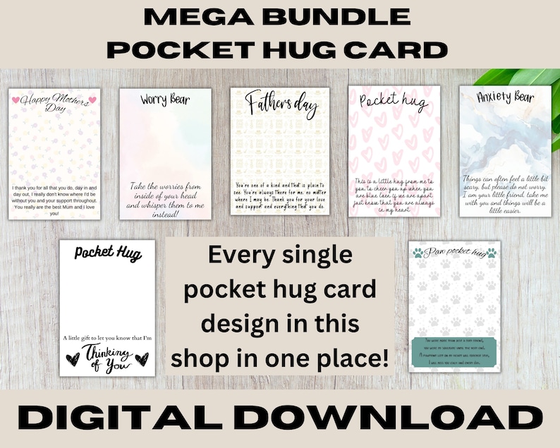Pocket Hug Card Template, Pocket Hug PNG, Backing Card Printable ...