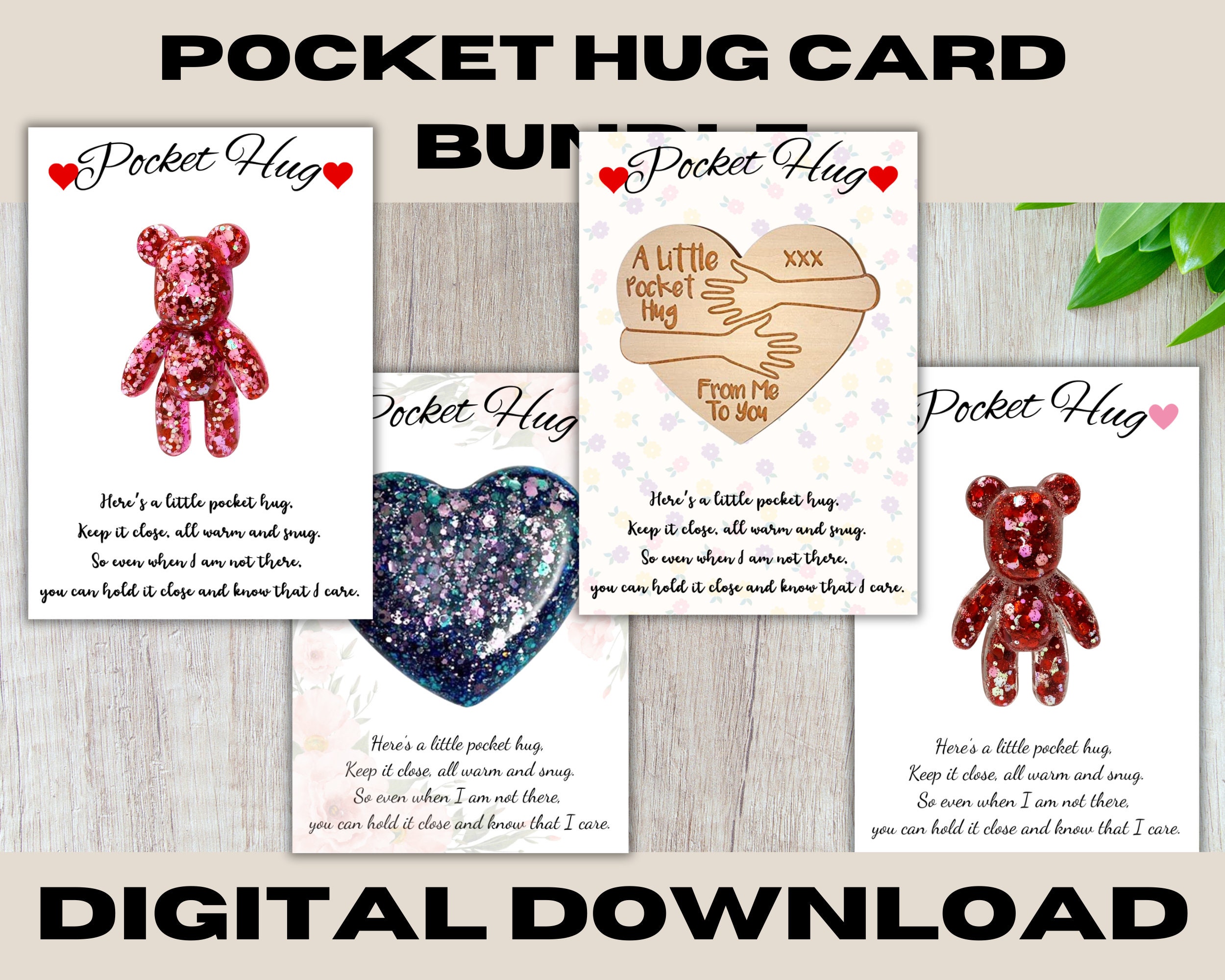 Pocket Hug Card Digital Download, Backing Card Bundle, Pocket Hug ...