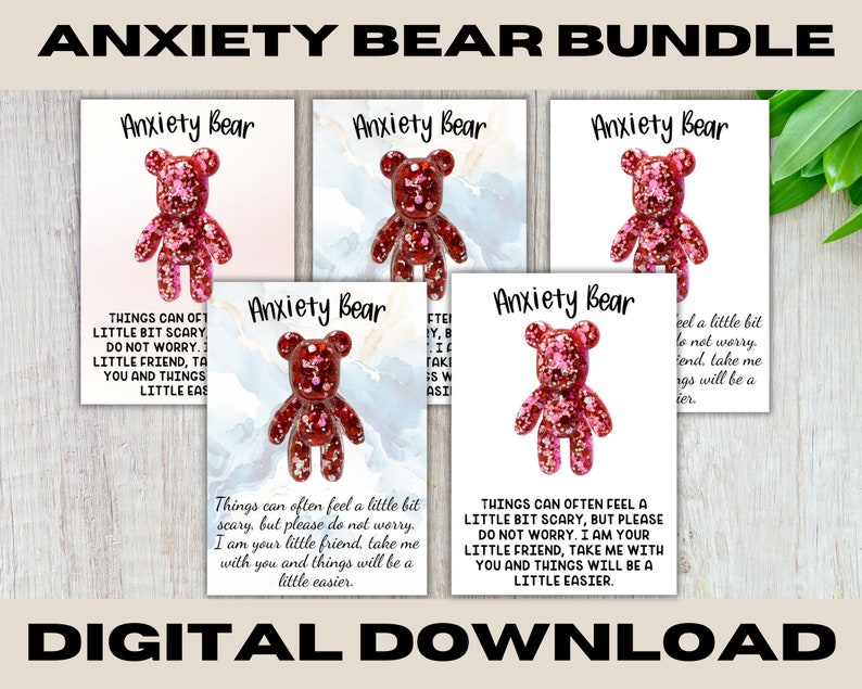 Anxiety Bear Pocket Hug, Pocket Hug Template, Worry Bear Backing Card ...