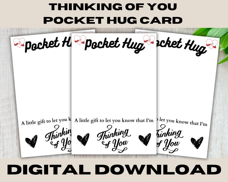 Pocket Hug Card Template, Thinking of You Card, Backing Card Template ...