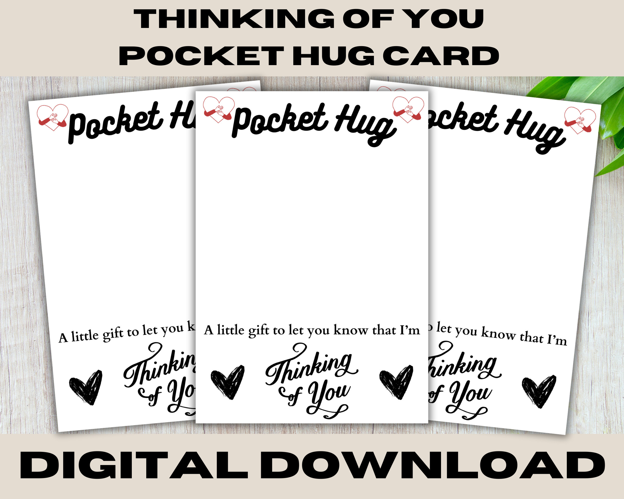 Pocket Hug Card Template, Thinking of You Card, Backing Card Template ...
