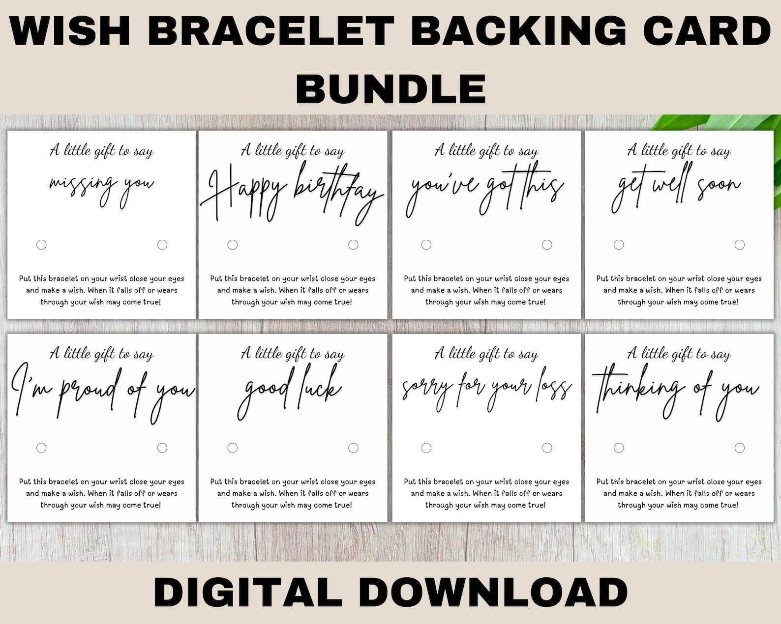 Wish Bracelet Card Template Bundle, Bracelet Display Cards, Business ...