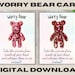 Worry Bear Card PNG, Backing Card Template for Worry Bear, Pocket Hug ...