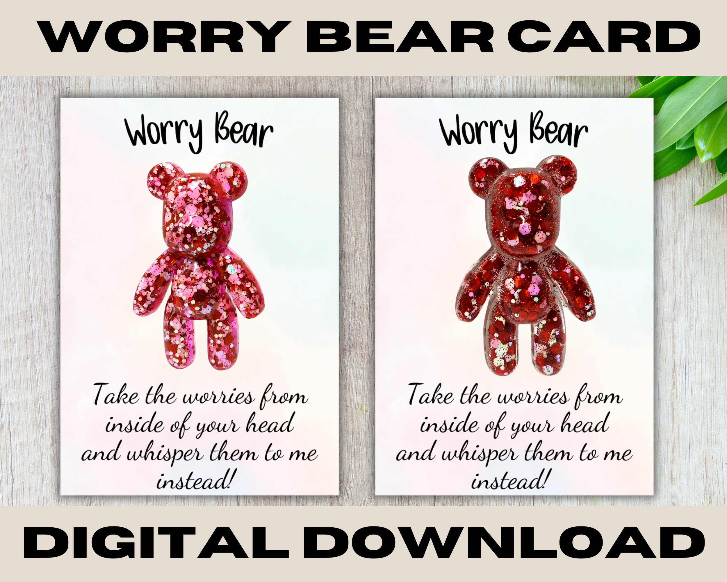 Worry Bear Card PNG, Backing Card Template for Worry Bear, Pocket Hug ...