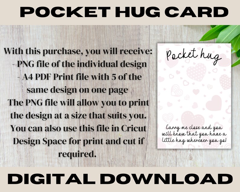 Pocket Hug Card Template, Pocket Hug PNG, Backing Card Printable ...