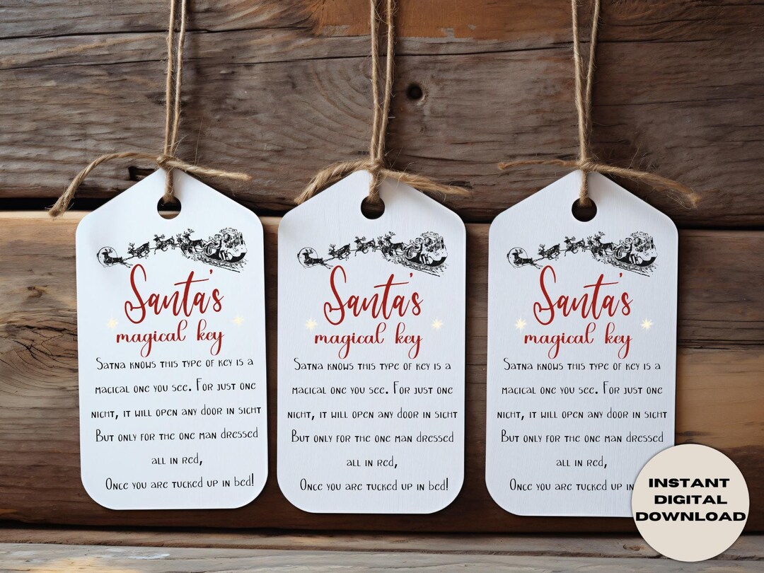 Santa Magic Key Tag Printable, Key for Santa Template, Commercial Use ...