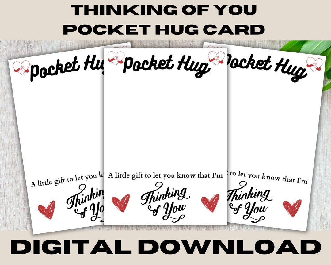 Pocket Hug Card Template, Thinking of You Card, Backing Card Template ...