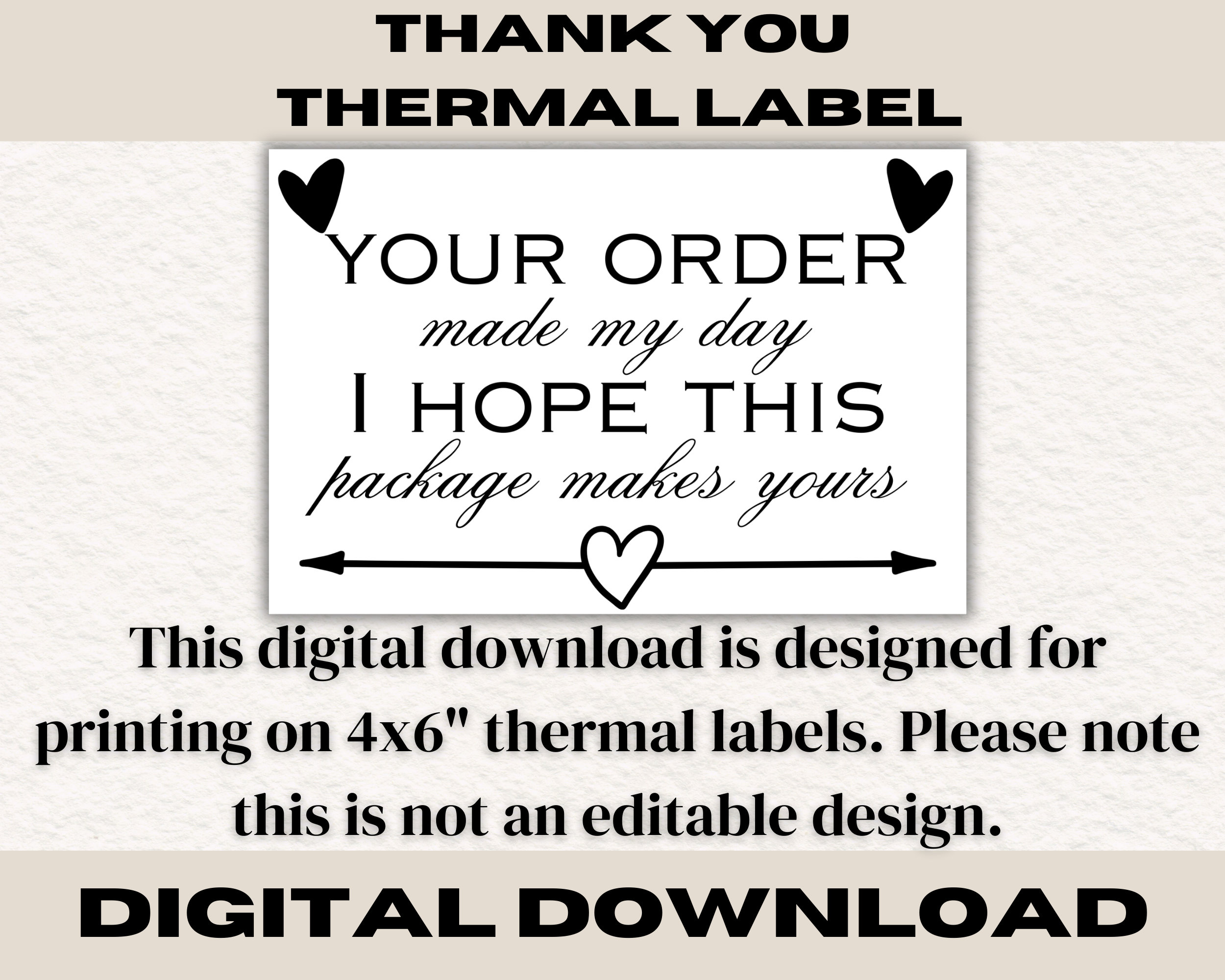 Your Order Made My Day Thermal Sticker, Thank You Sticker, Packaging ...
