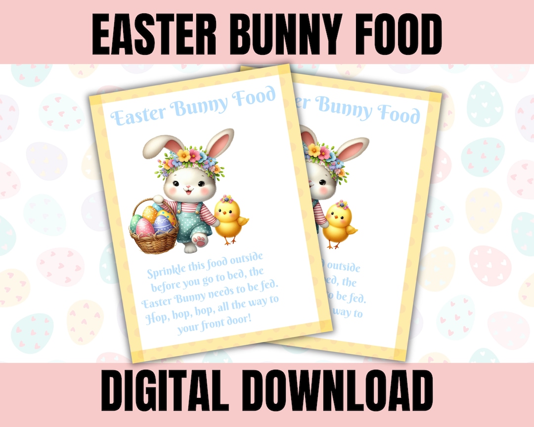 Easter Bunny Food Digital Download, Bunny Feed Printable, Easter ...