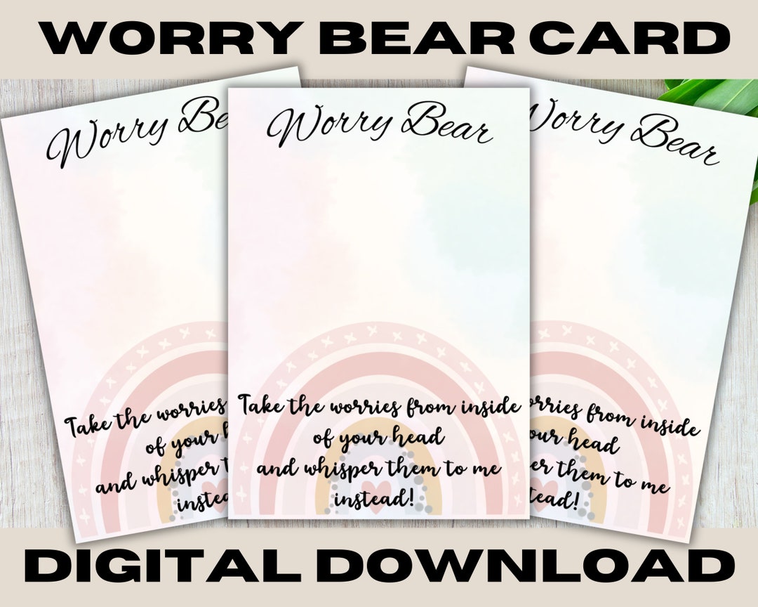 Worry Bear Pocket Hug, Pocket Hug PNG, Backing Card Template, Pocket ...