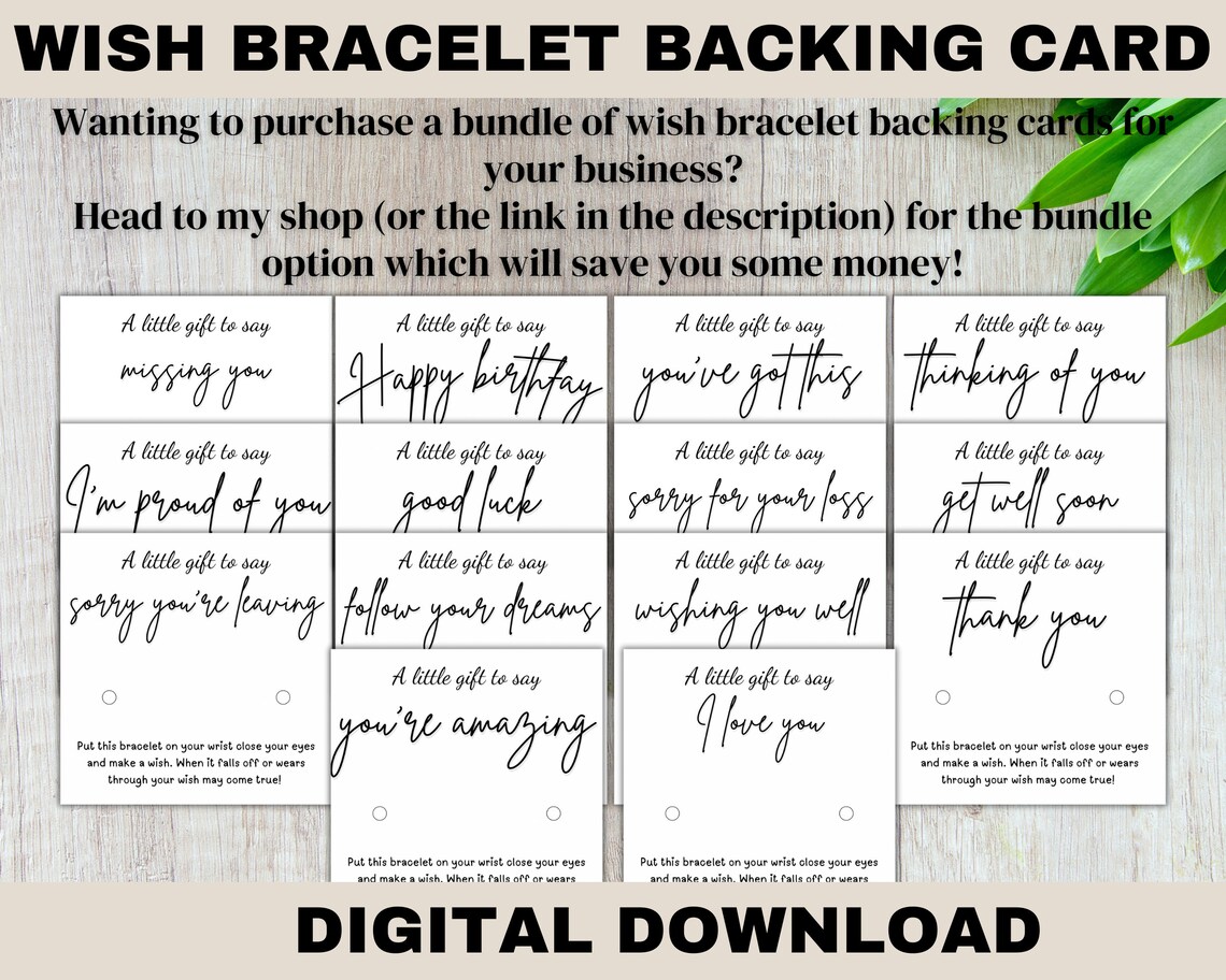 Wish Bracelet Backing Card Template, Wishing You Well Bracelet ...