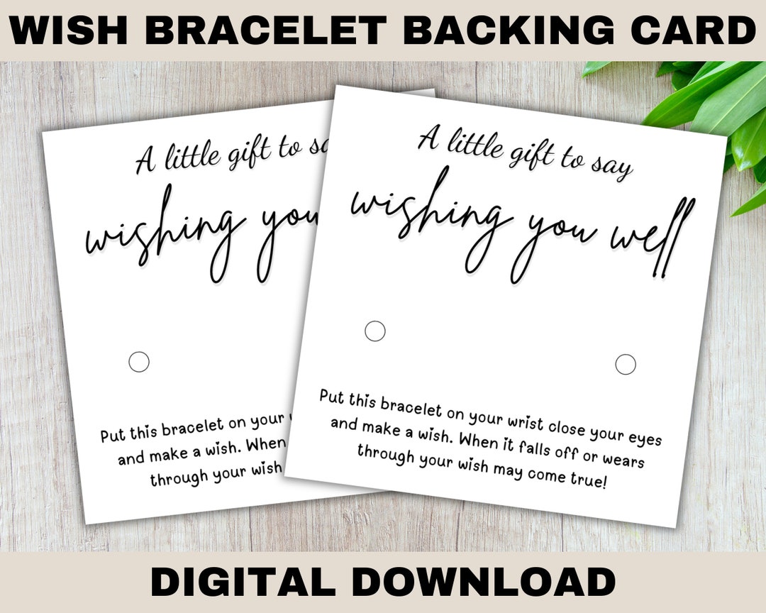 Wish Bracelet Backing Card Template, Wishing You Well Bracelet ...