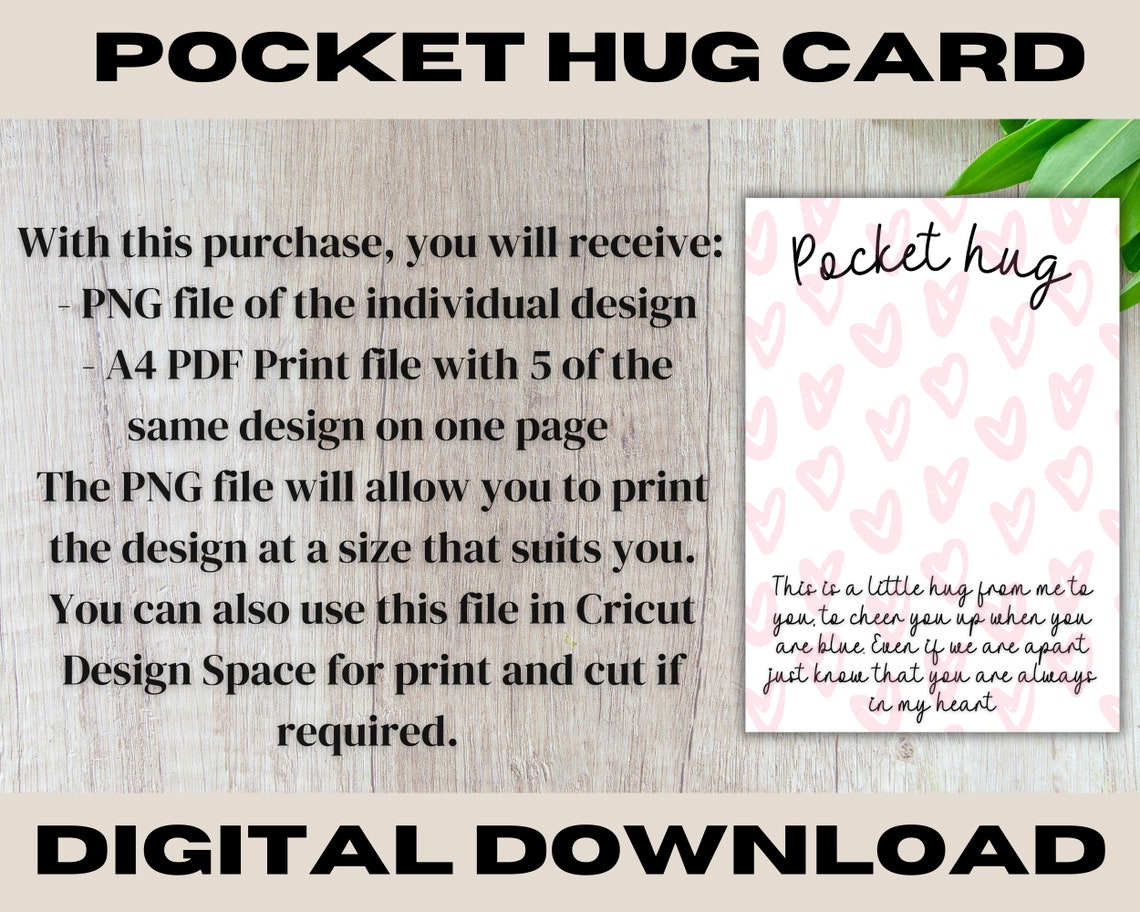 Pocket Hug Card Template, Pocket Hug PNG, Backing Card Printable ...