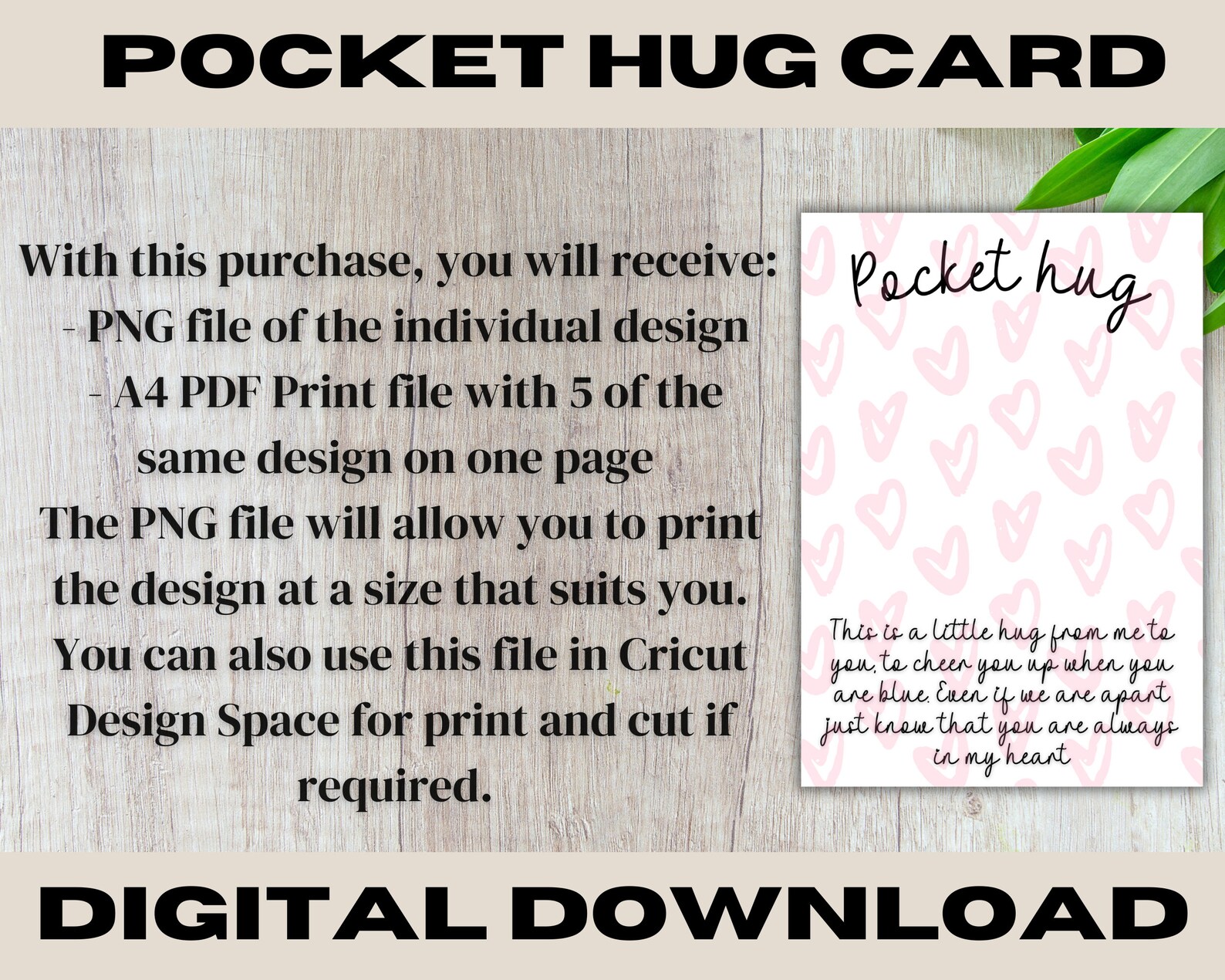 Pocket Hug Card Template, Pocket Hug PNG, Backing Card Printable ...