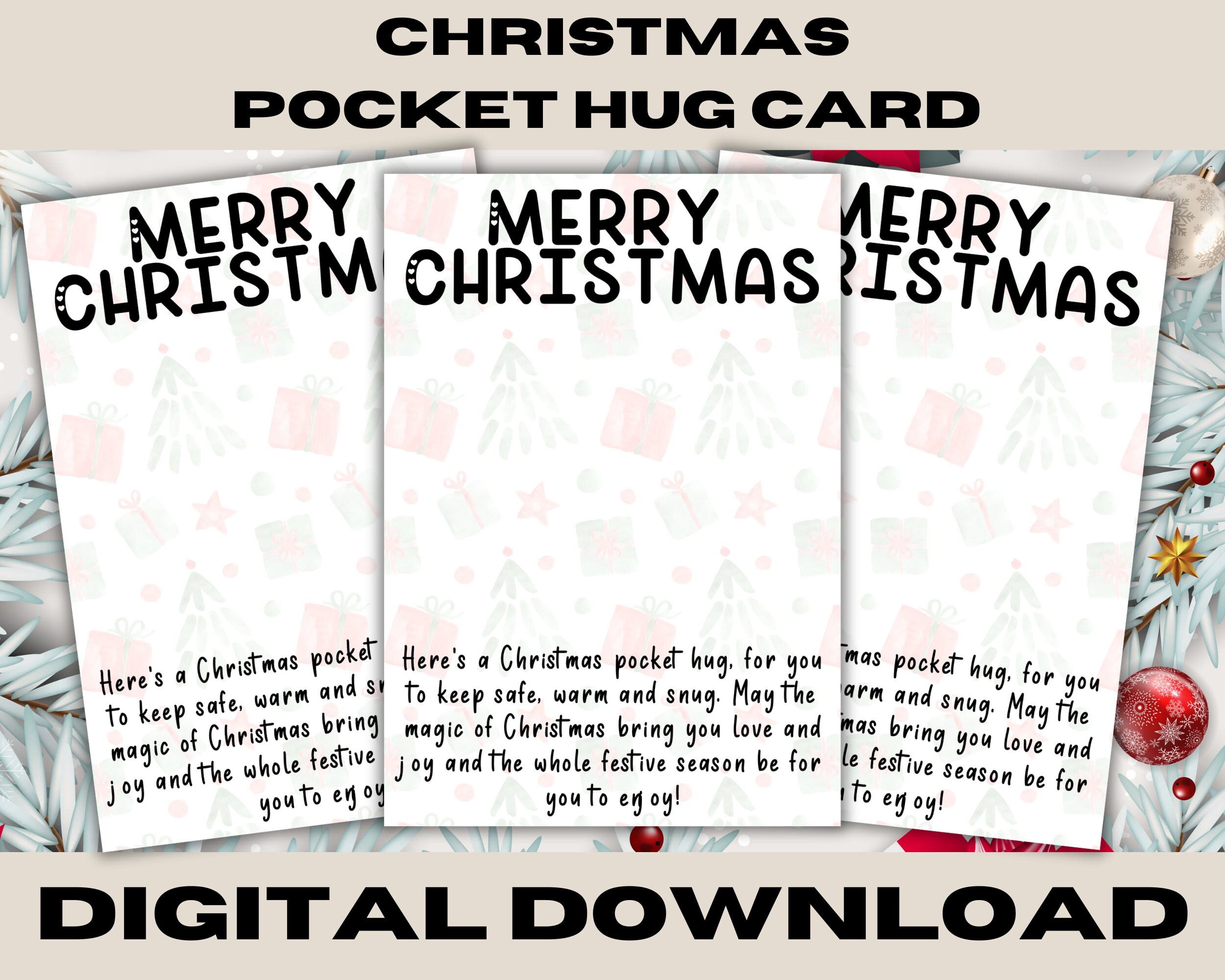 Christmas Pocket Hug Card PNG File, Backing Card Template, Commercial ...