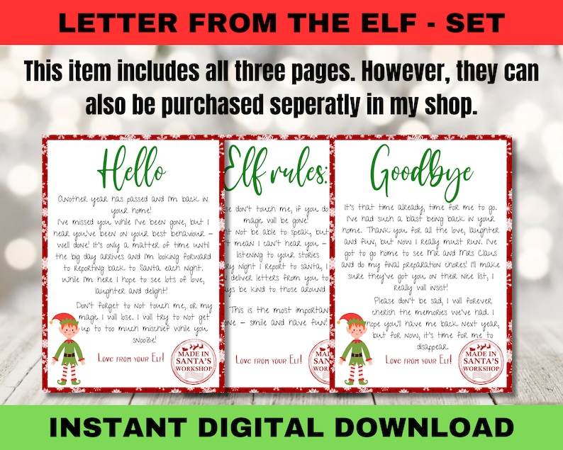 Letter From the Elf Set, Elf Welcome Letter, Elf Arrival Letter Digital ...