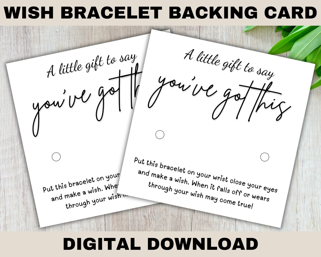 Wish Bracelet Backing Card Template: You've Got This (digital Download ...