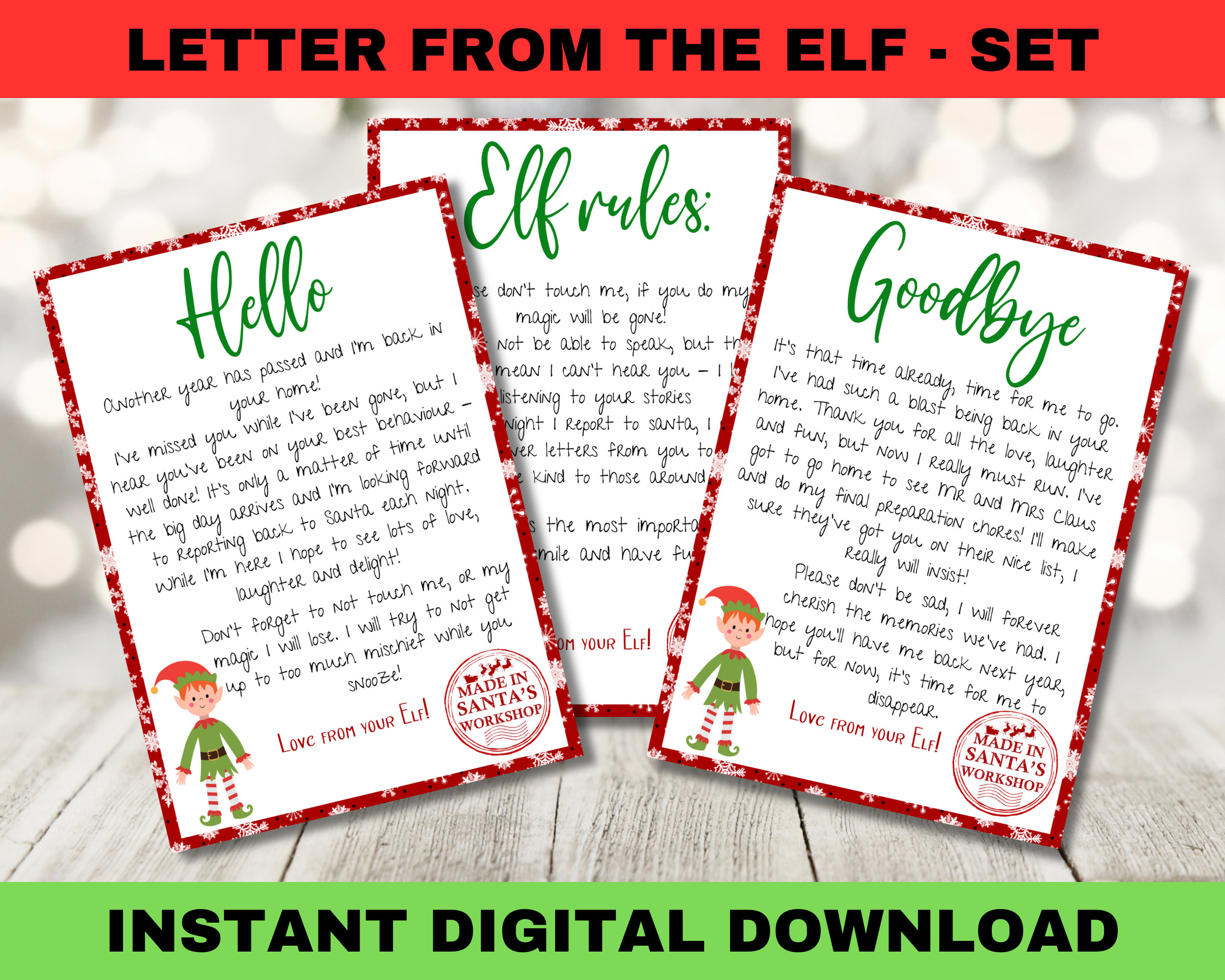 Carta de The Elf Set, Carta de bienvenida de elf, Descarga digital de ...