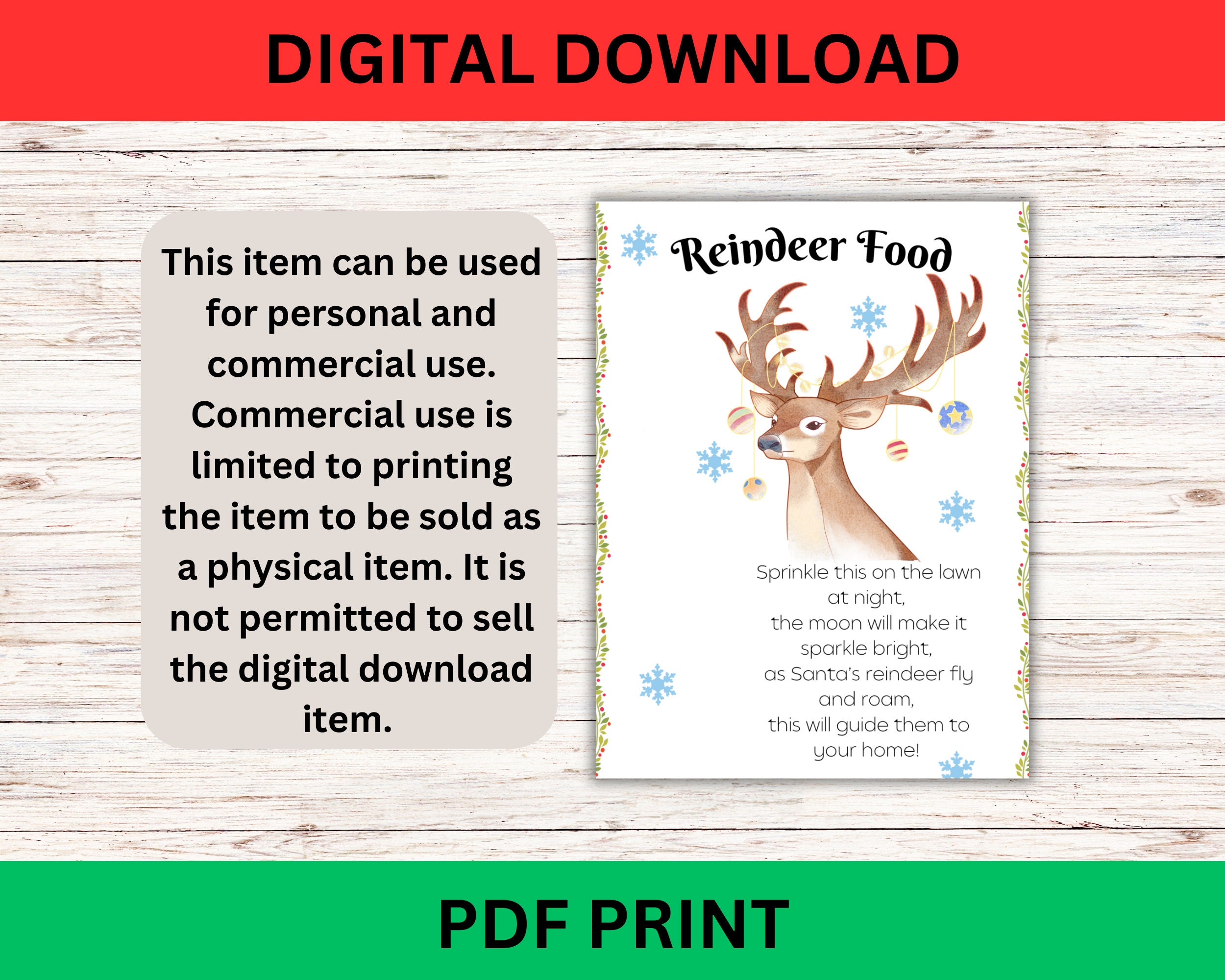 Reindeer Food Printable Magic Reindeer Dust Digital Download - Etsy