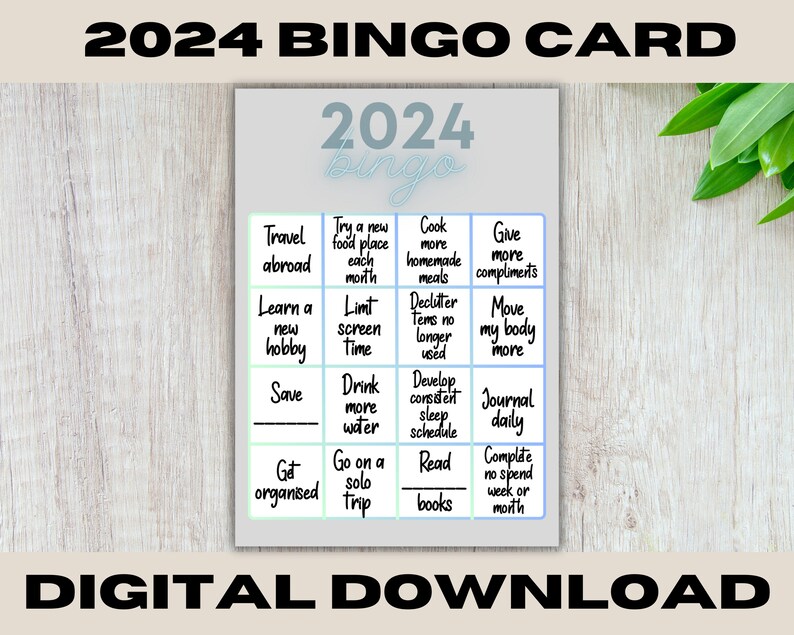 2024 Bingo Card, Vision Board for 2024, New Years Resolutions, 2024 ...