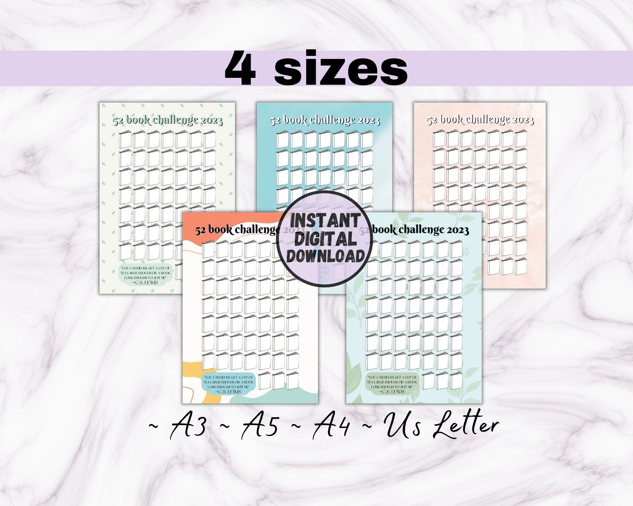 52 Book Club Challenge, Reading Tracker, Book Lover Gift, Book ...