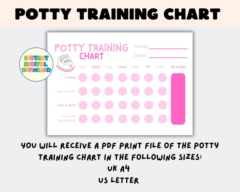 Potty Training Chart, Kids Potty Chart, Toilet Training Poster ...