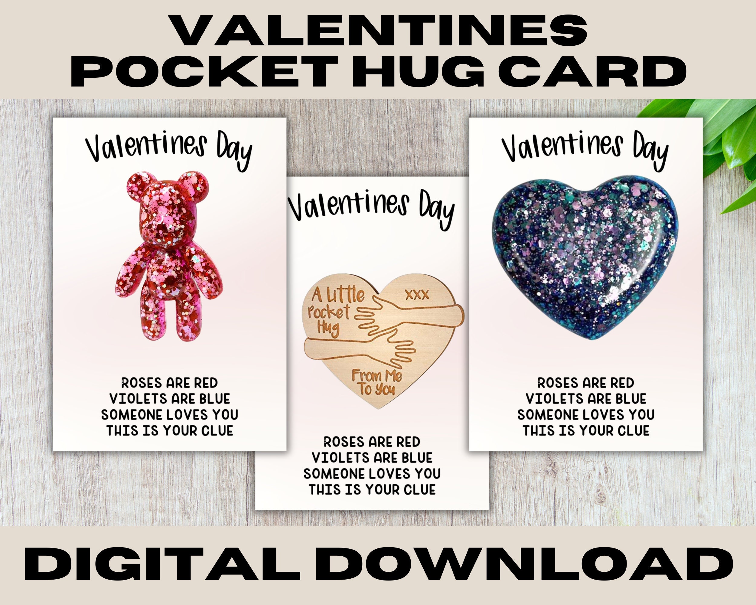 Valentines Day Pocket Hug Card, Pocket Hug Card Template, Pocket Hug ...