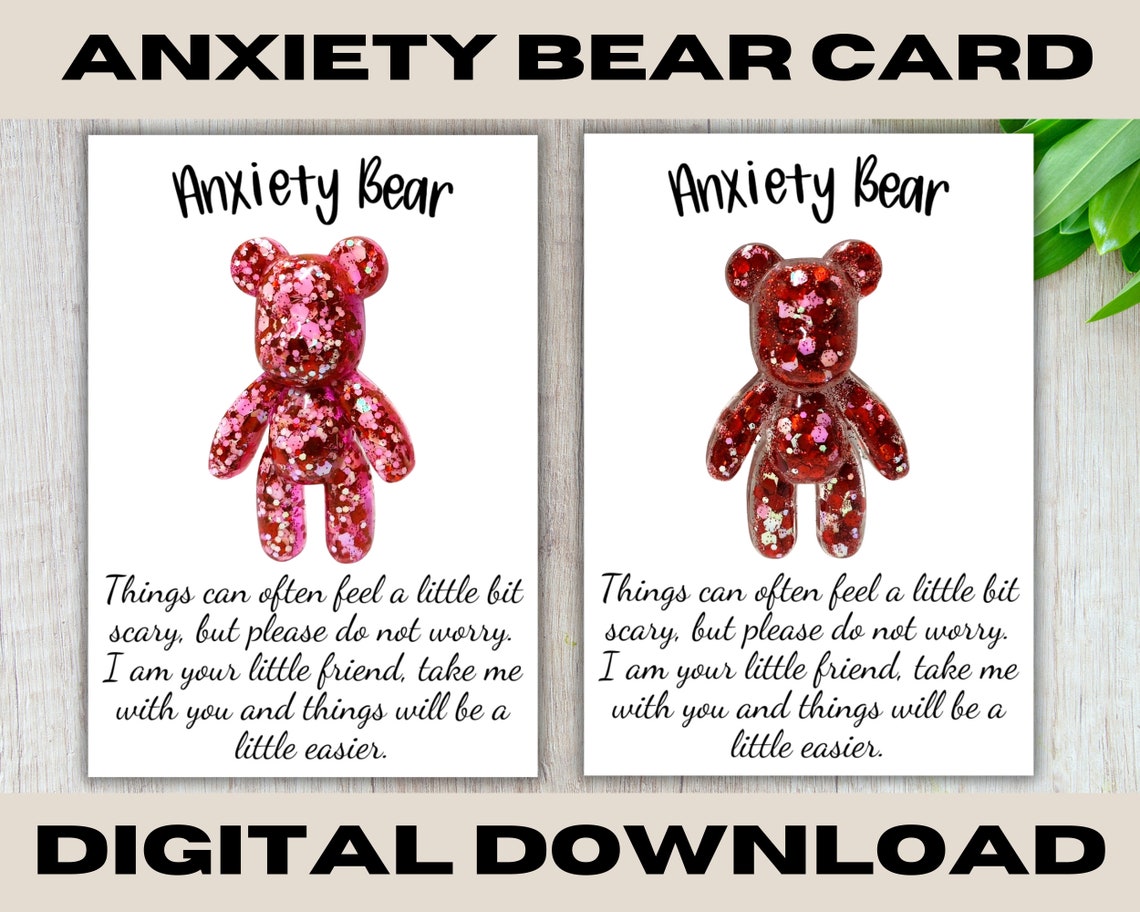 Anxiety Bear PNG, Worry Bear, Pocket Hug, Anxiety Hug Template ...